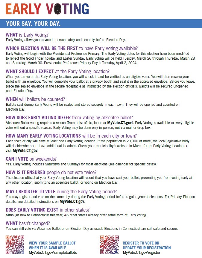 Early Voting for the November 2024 Election | Connecticut House Democrats